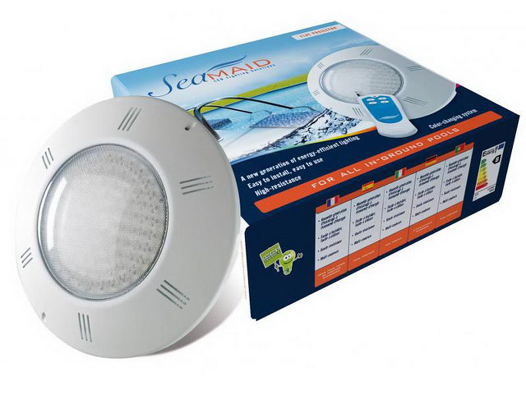 Projecteur plat Seamaid éclairage couleur 90 LED 400 lumen 18W avec télécommande | AquaPiscine.com